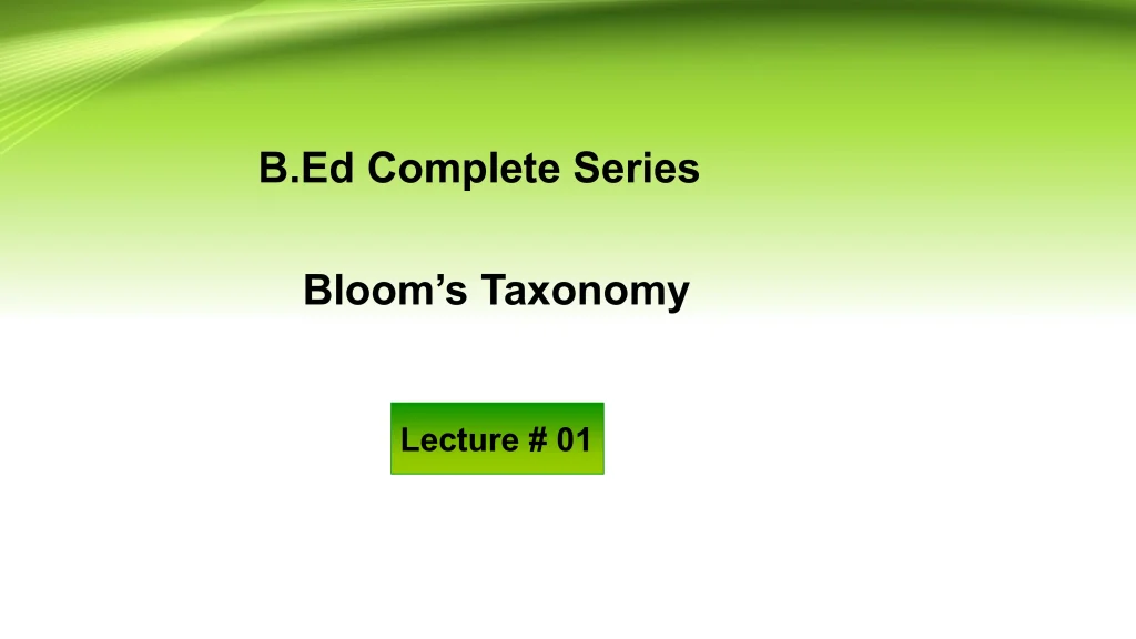 Cognitive Domain of Bloom's Taxonomy