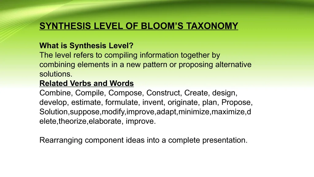 Cognitive Domain of Bloom's Taxonomy