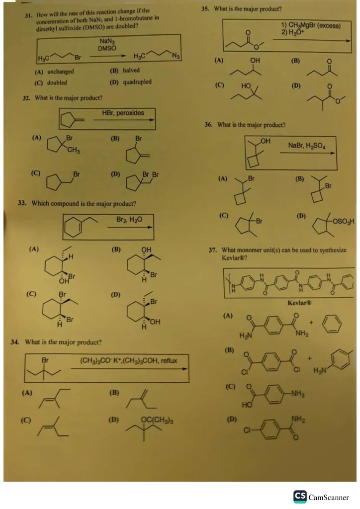 ACS Organic Chemistry Exam: Past Papers