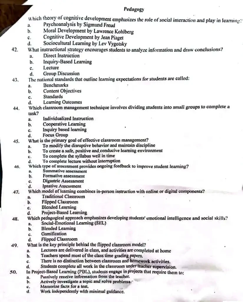 FGEI EST Past Paper 2024 | 50 Solved MCQs with Answers PDF